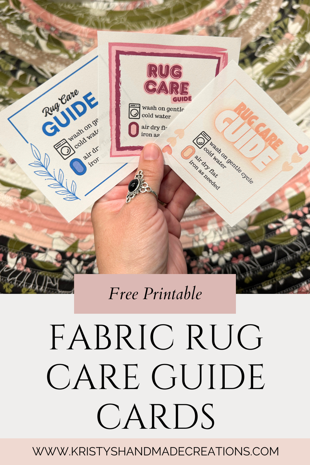 Free Printable Fabric Rug Care Guide Cards - Kristy's Handmade Creations
