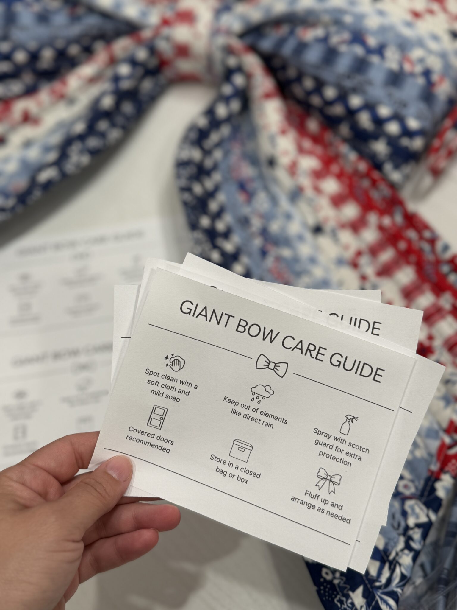 Free Printable Giant Fabric Bow Care Guide Sheet - Kristy's Handmade ...